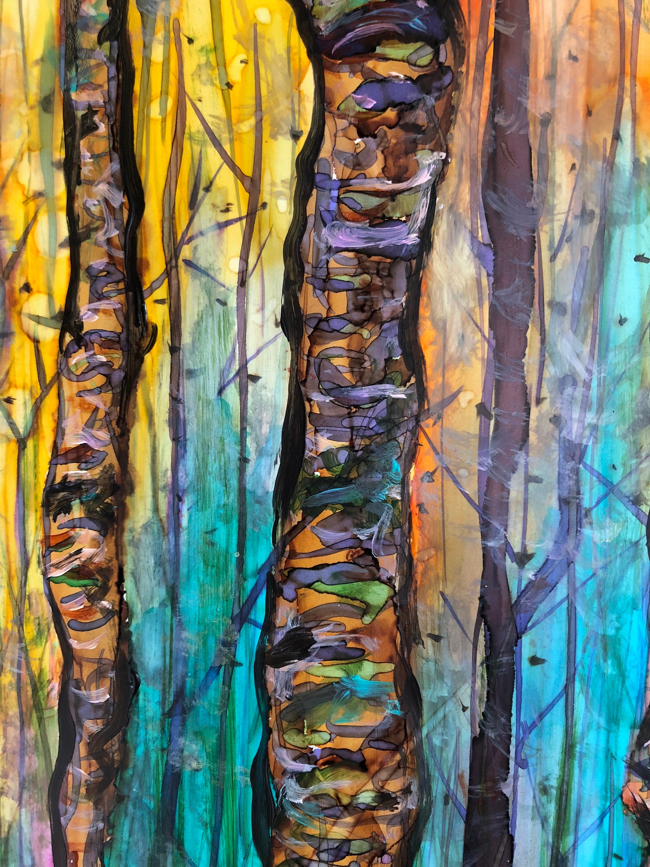 Blue Forest: Fine Art Print, Tree Painting - Etsy