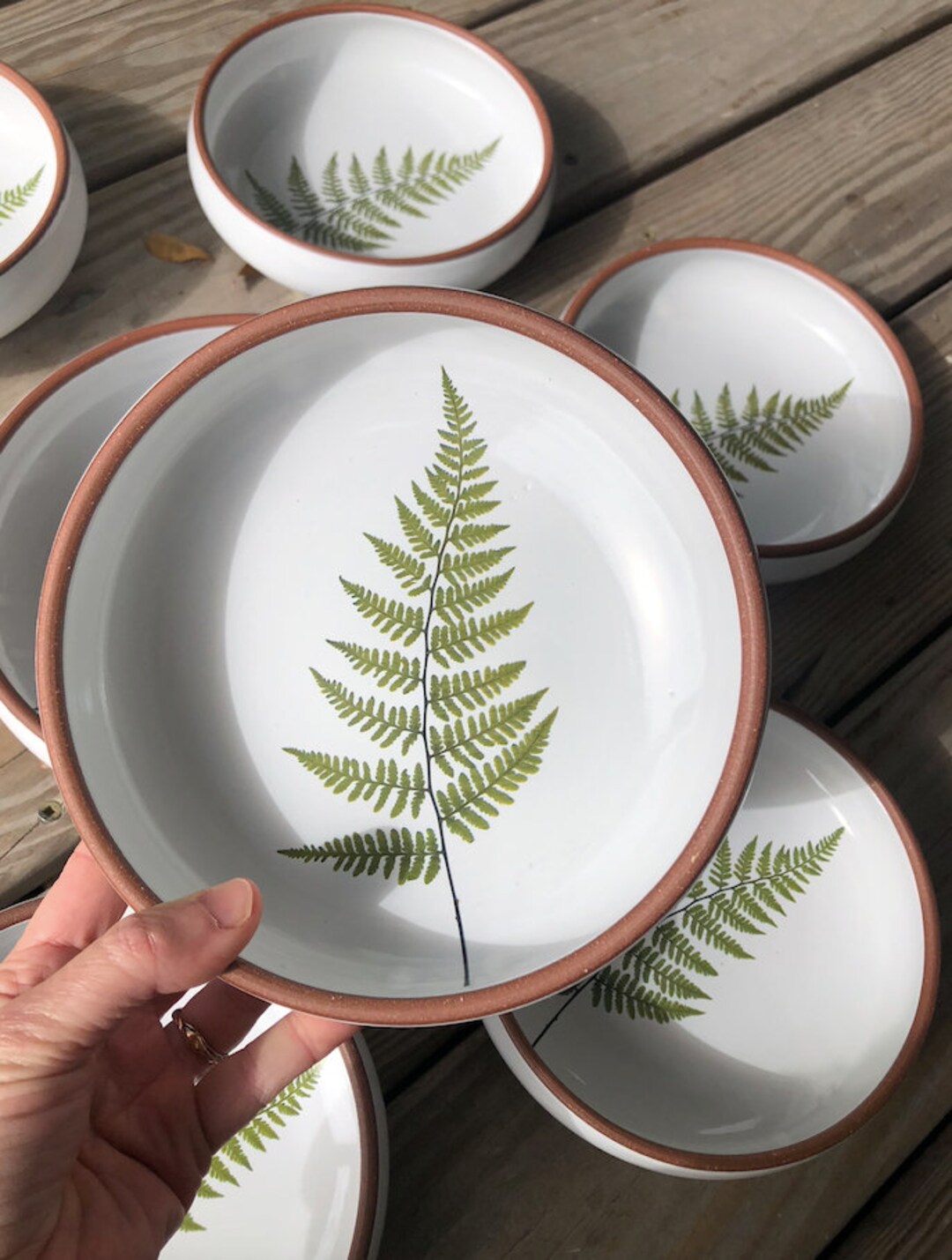 Summer Fern Pottery Bowl 6.5 Inch Handmade Wedding Anniversary Gift - Etsy
