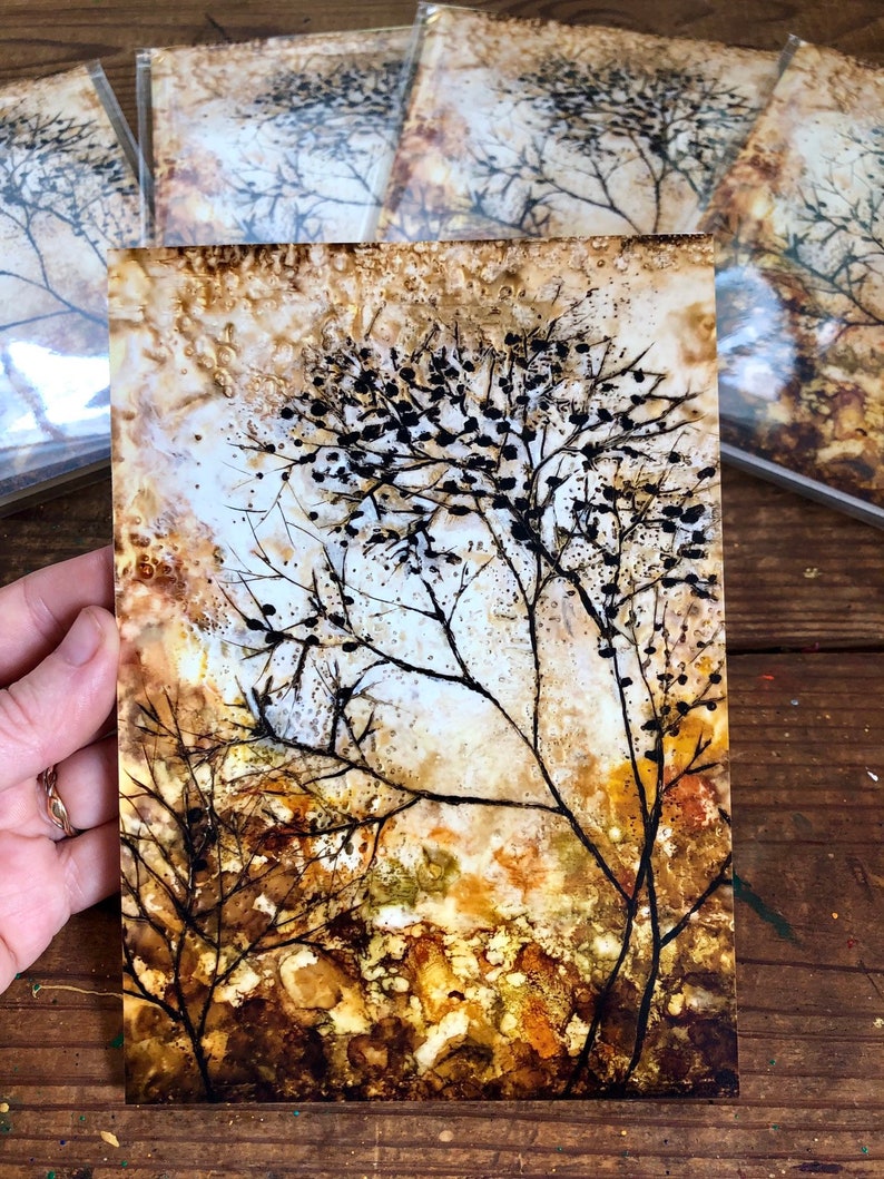 Golden Tree: Fine Art Print From Encaustic Painting - Etsy