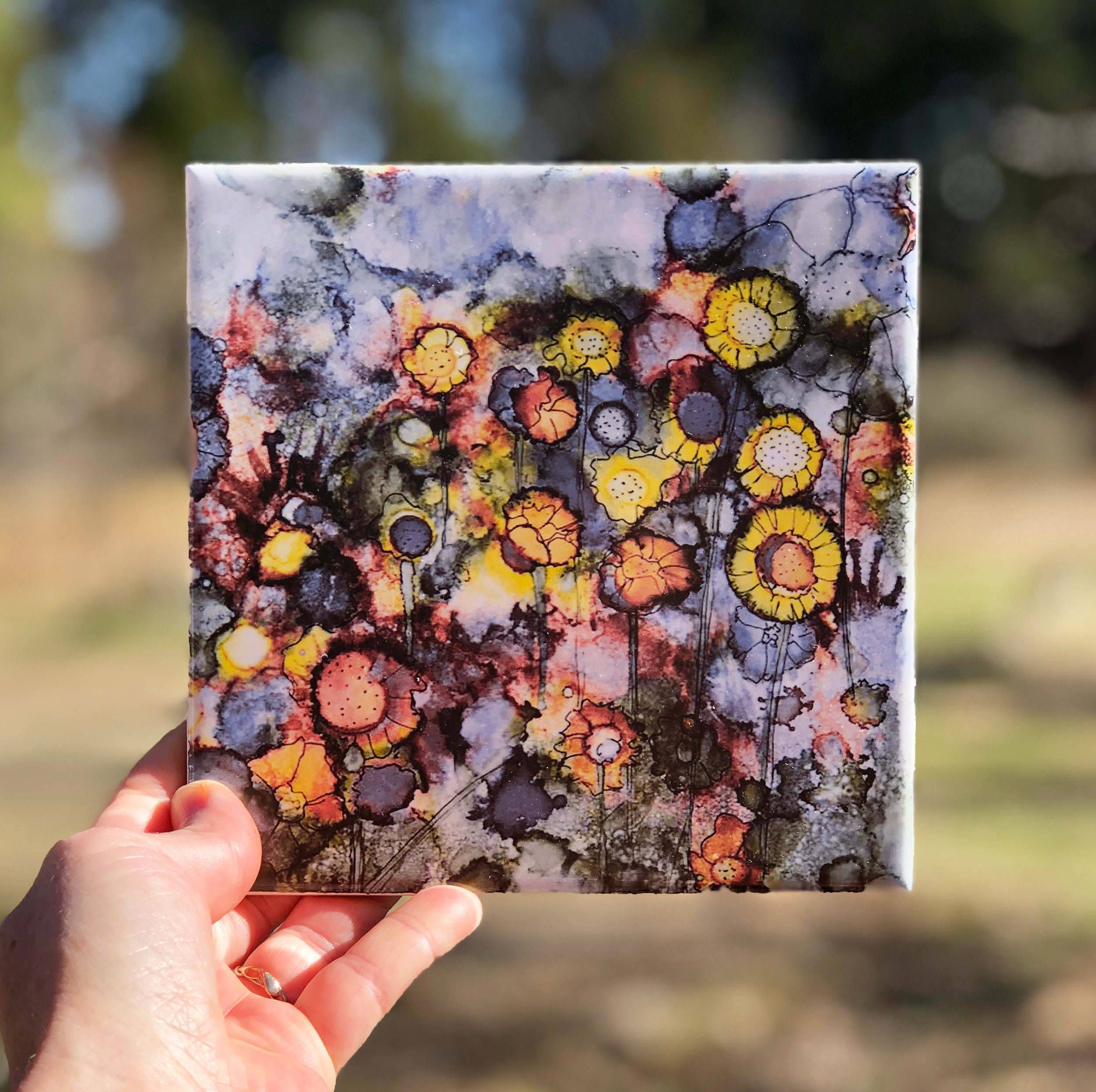 Field of Flowers Ceramic Tile : Indoor and Outdoor Use - Etsy
