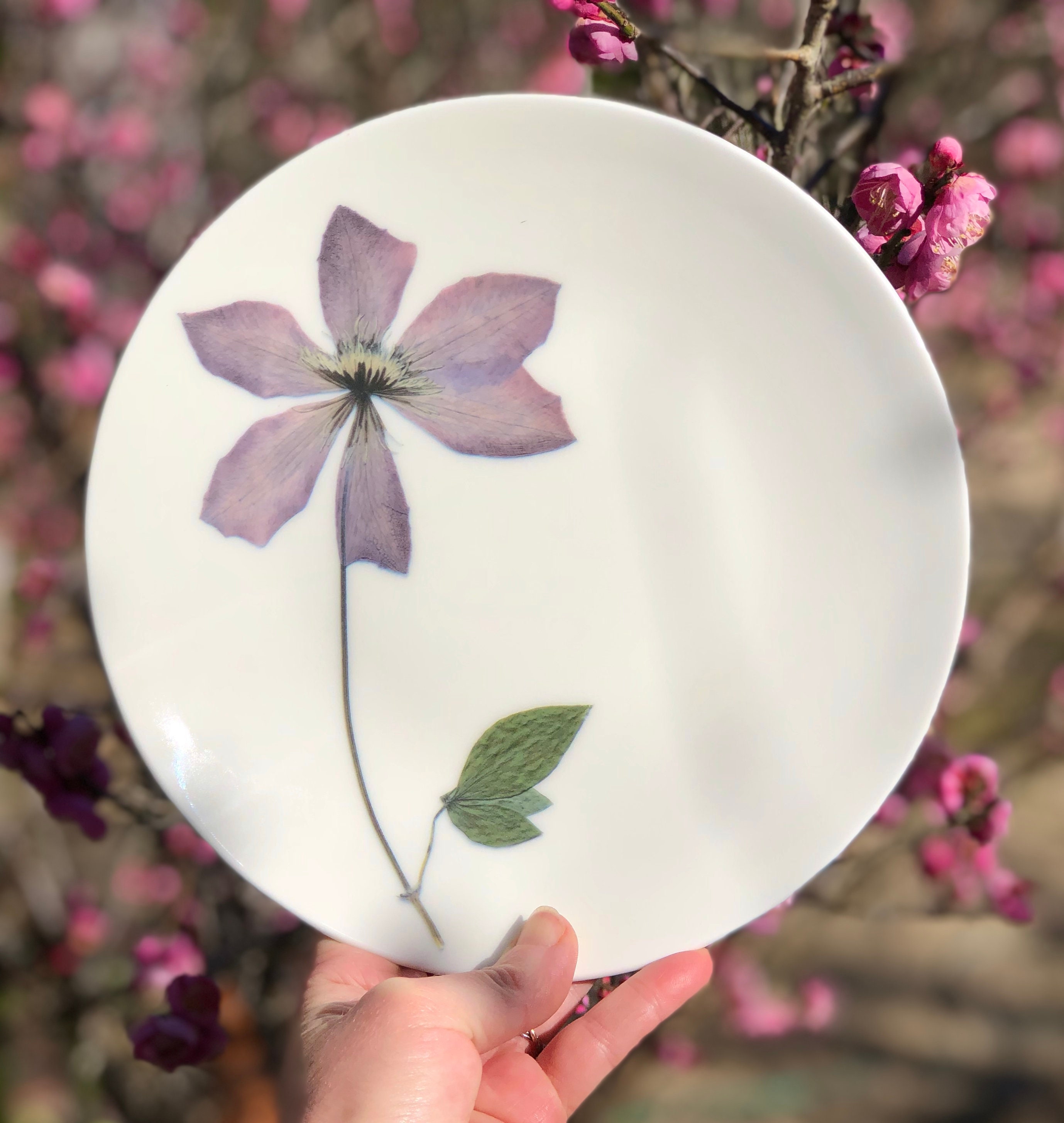 Purple Clematis Porcelain Plates Pressed Floral Dishes | Etsy