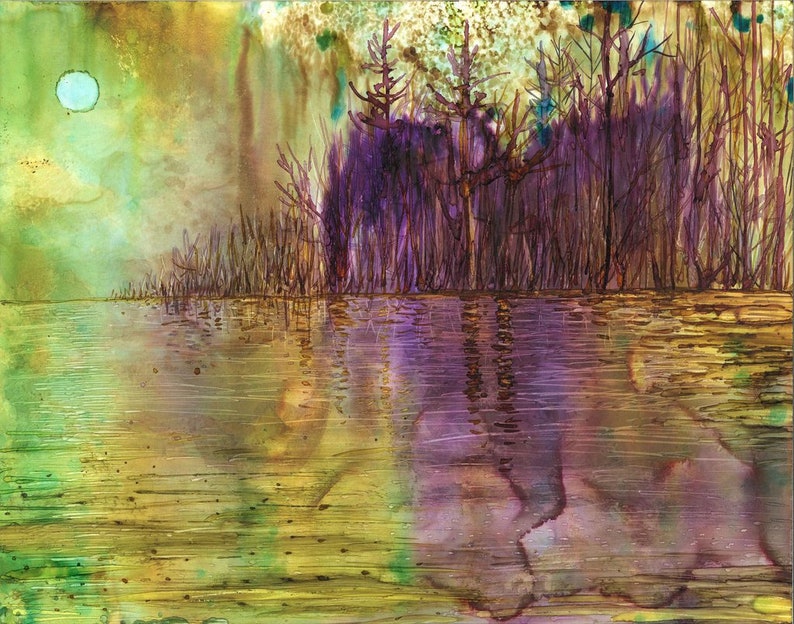 Purple Forest: Fine Art Print From Alcohol Ink Painting - Etsy
