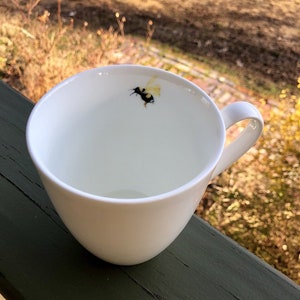 Honeybee Mug - One Mug - Dishwasher Safe, Coffee Mugs, White Mug, Teacup, Bees, Bee Lover Gift ...