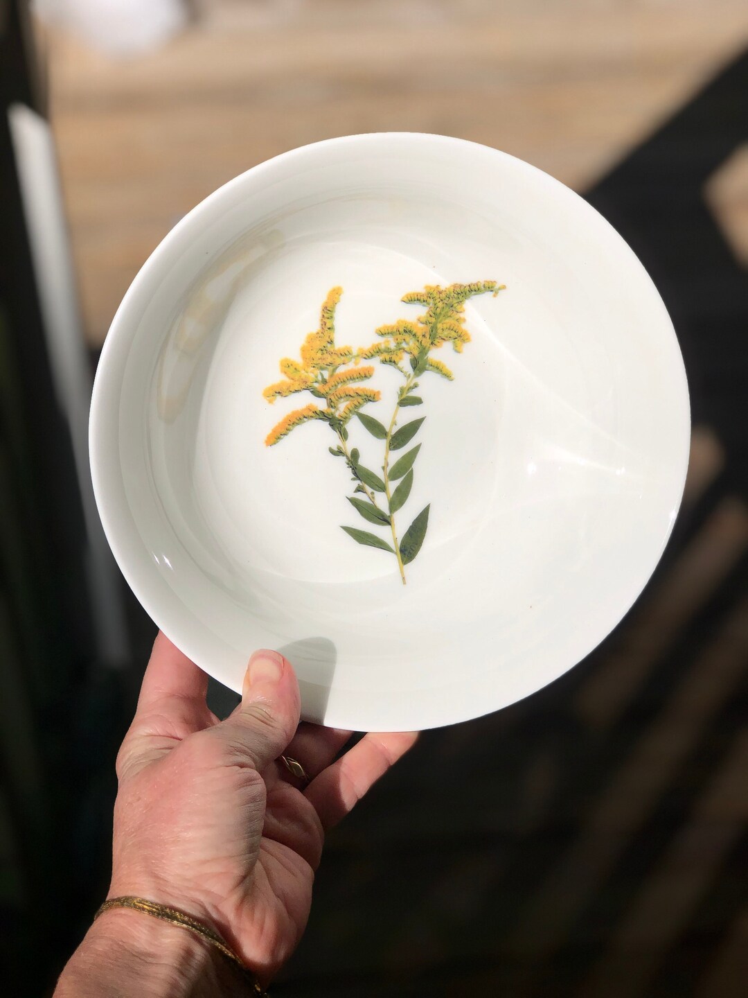 Goldenrod Flower Porcelain White Bowls - Pressed Botanical Dishes - Etsy