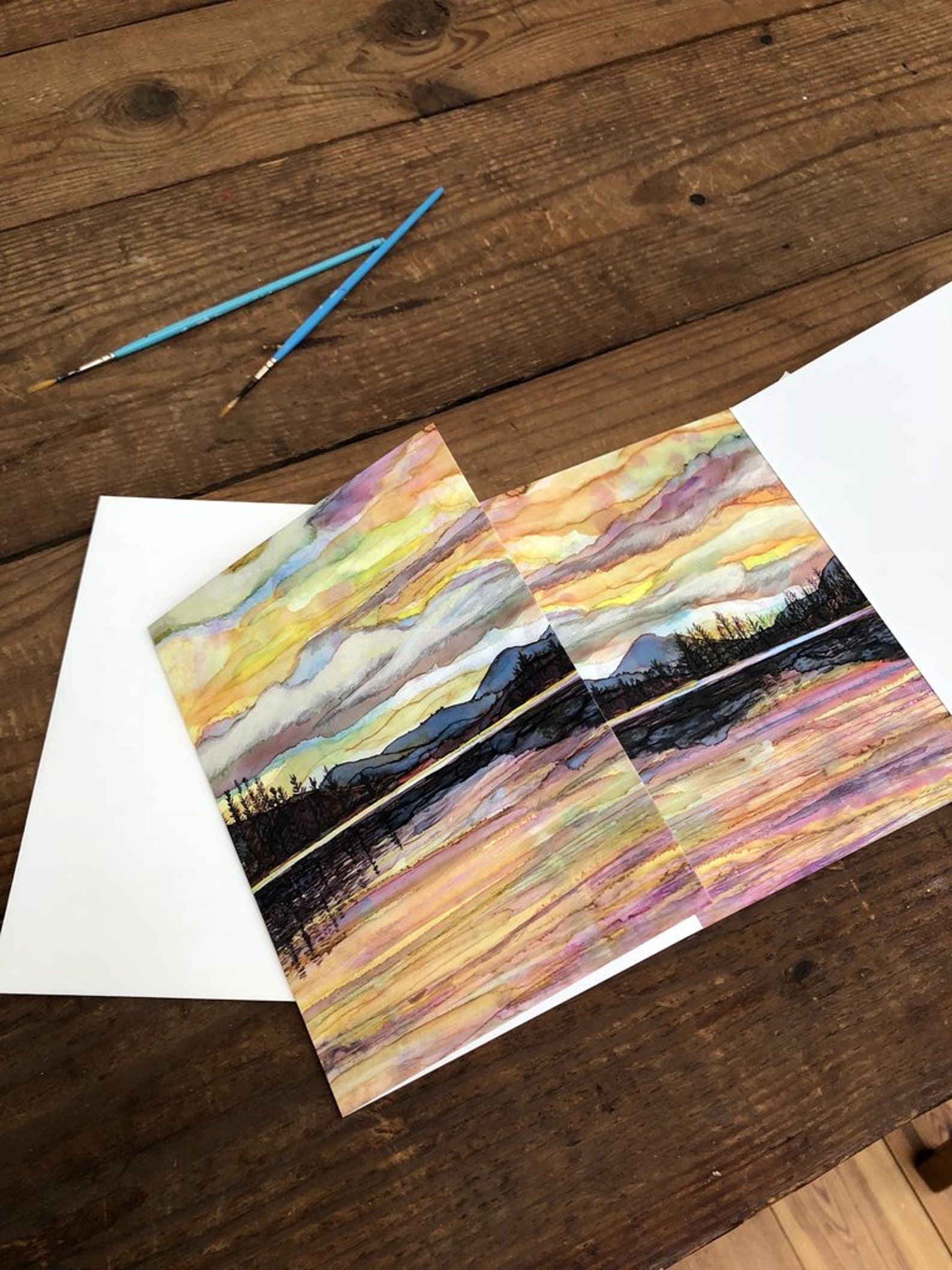 Lake Sunset: Fine Art Greeting Card - Etsy