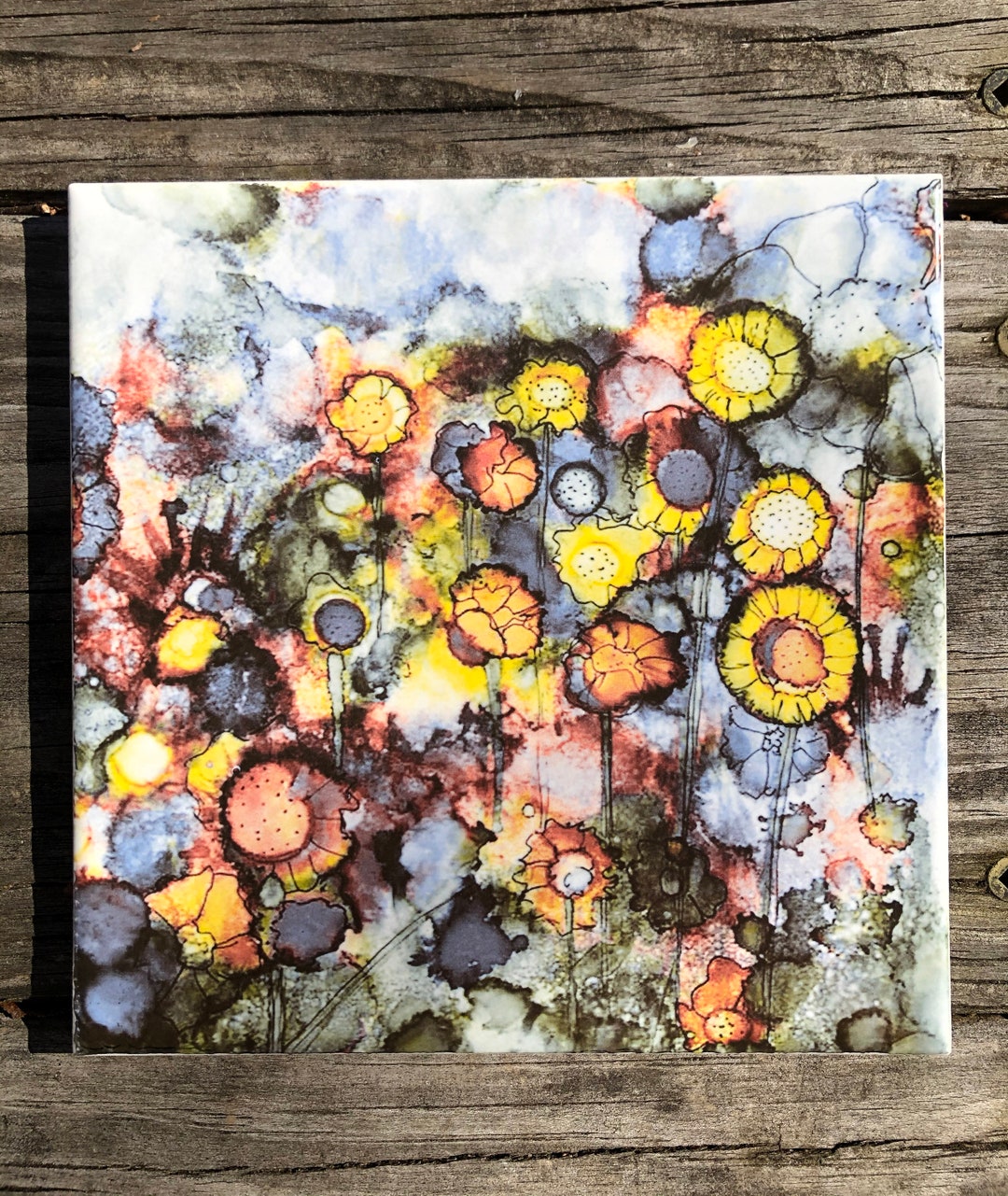 Field of Flowers Ceramic Tile : Indoor and Outdoor Use, Decorative ...