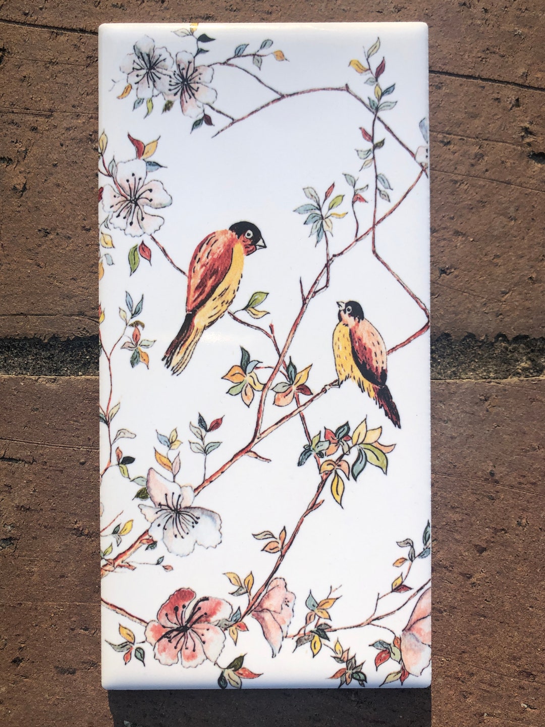 Two Little Birds Ceramic Tile 3 X 6 Inches : Indoor and Outdoor Use ...