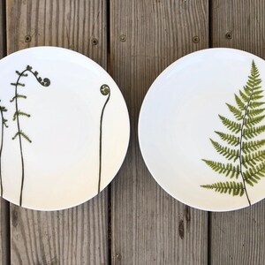 Botanical Porcelain Plates: Fern, Fiddlehead, Ginkgo - Set of 4 - Etsy