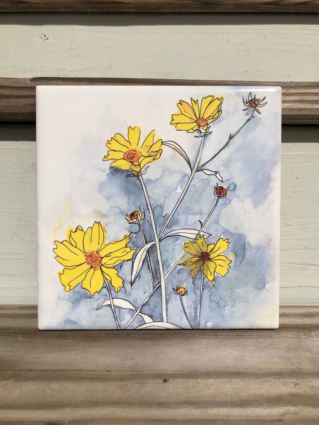 Pretty Little Weeds Ceramic Tile : Indoor and Outdoor Use, Decorative ...