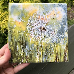 Dandelion Wish Ceramic Tile : Indoor and Outdoor Use, Decorative Tiles ...