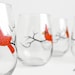 Cardinal Wine Glass, Red Birds Christmas Glassware, Stemless Wine ...