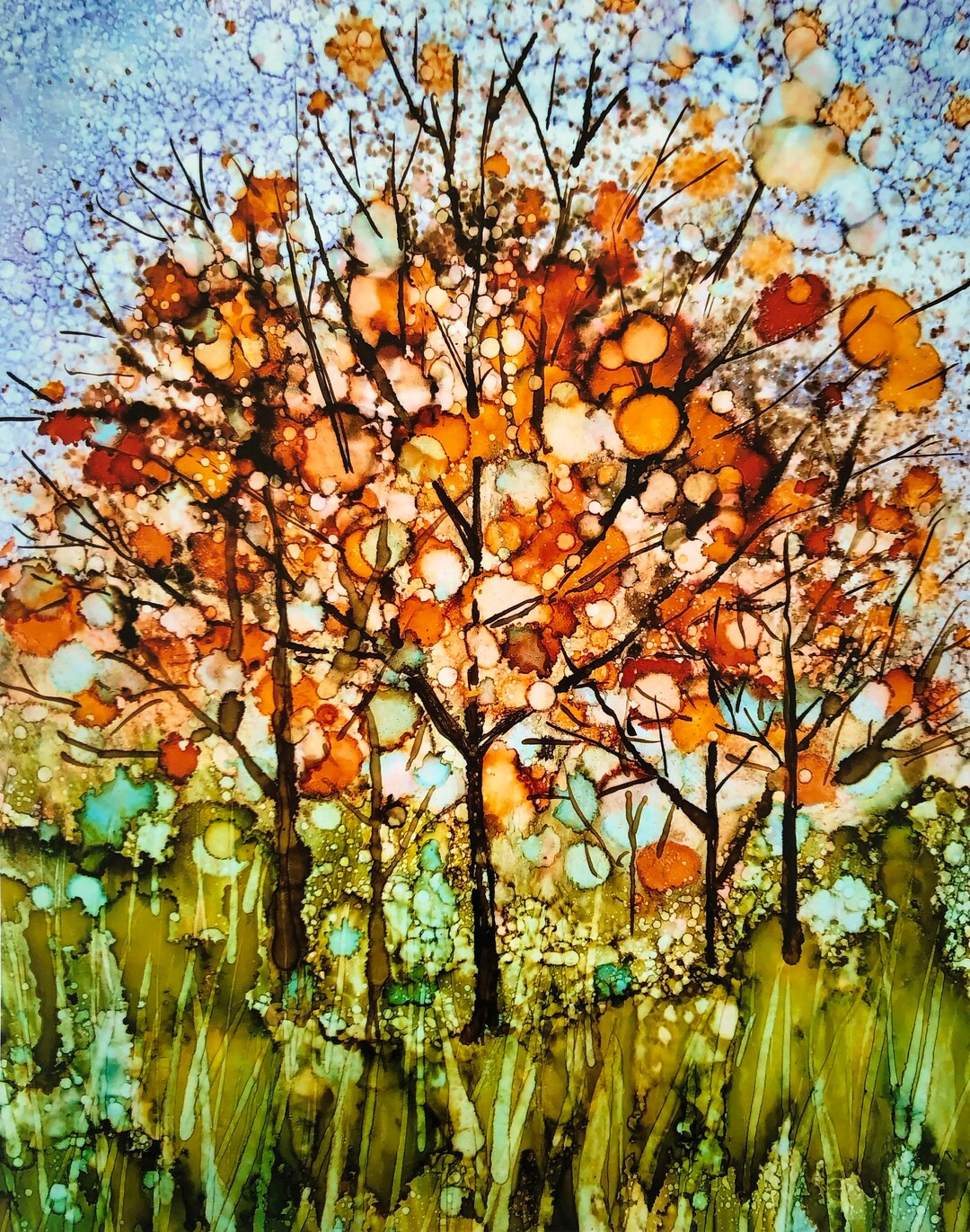 Happy Fall Trees : Fine Art Fall Leaves Greeting Card, Abstract Artwork ...