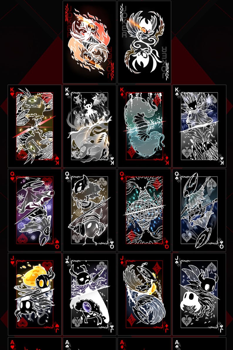 Hollow Knight Inspired Playing Card Deck 54 Poker Size Cards Fan Made ...