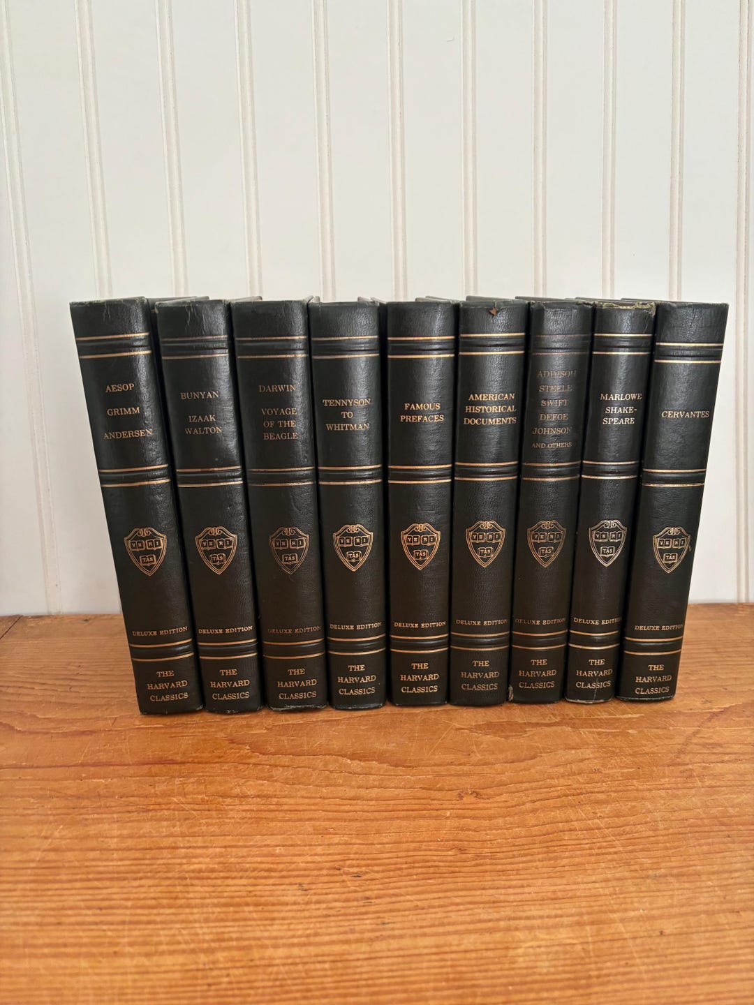 Vintage Harvard Classics Deluxe Edition Book Set Green & Gold Staging ...
