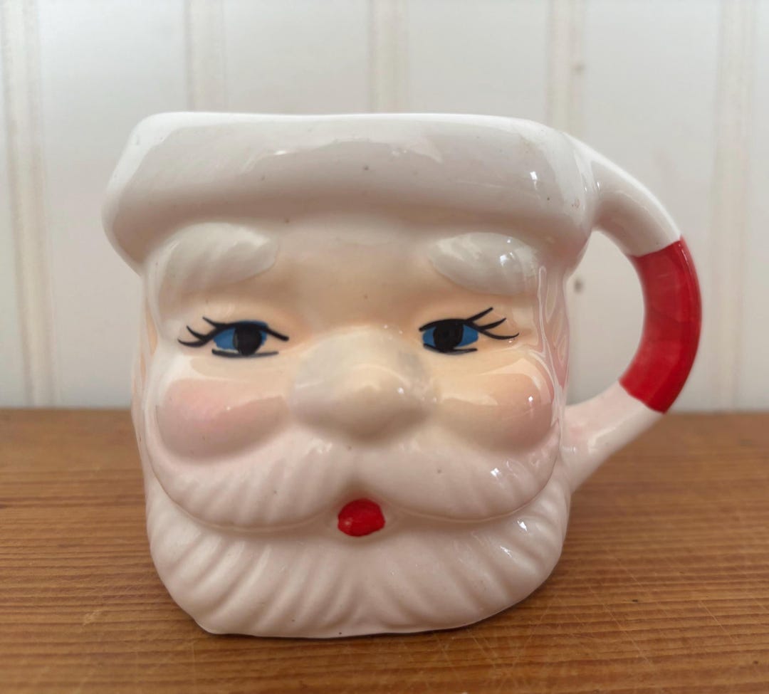Vintage MCM Santa Mug Eyes Open, Rosy Cheeks Christmas Ceramic Taiwan ...