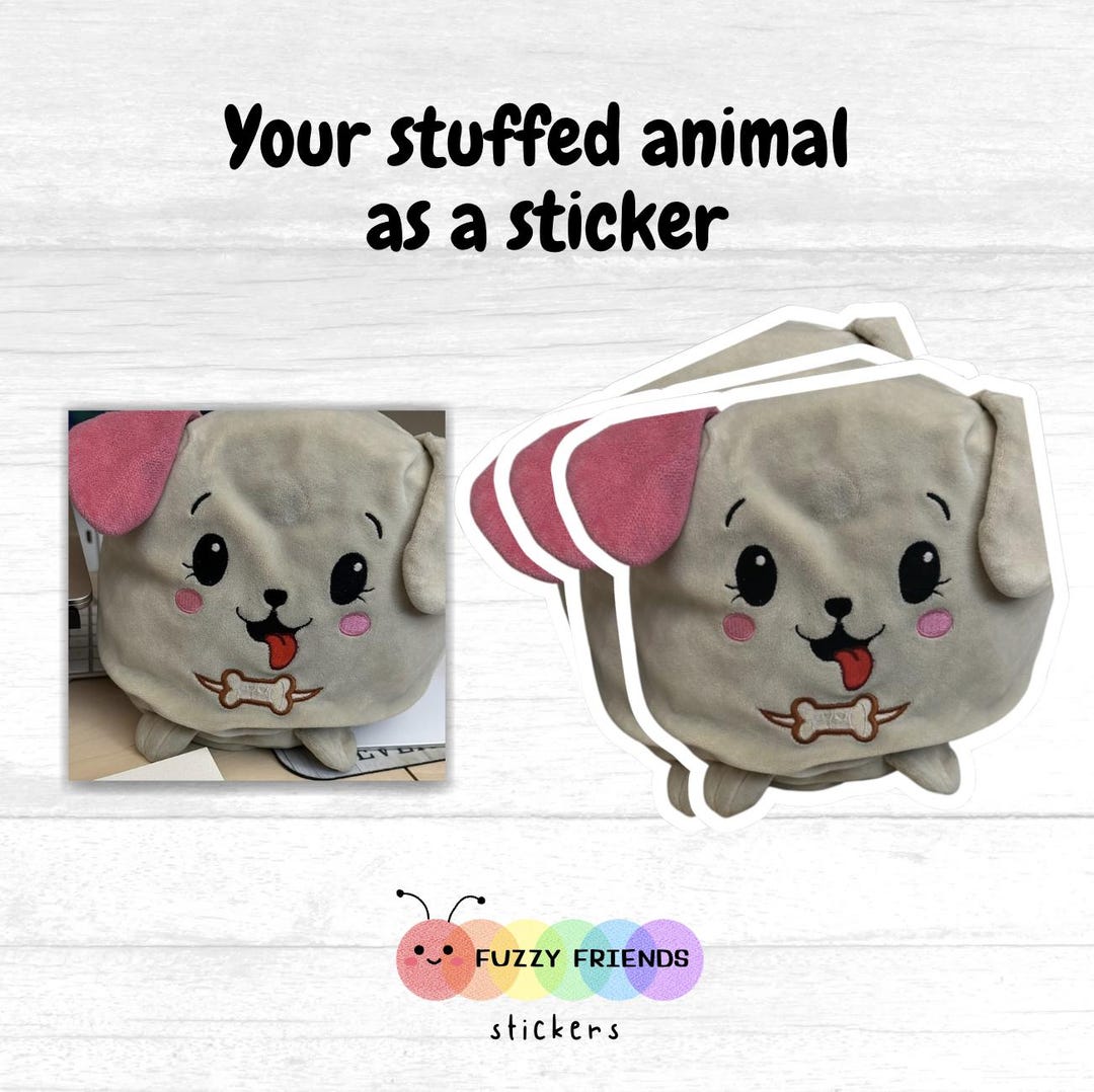Custom Stuffed Animal Vinyl Sticker, Personalized Plush Toy Die-cut ...