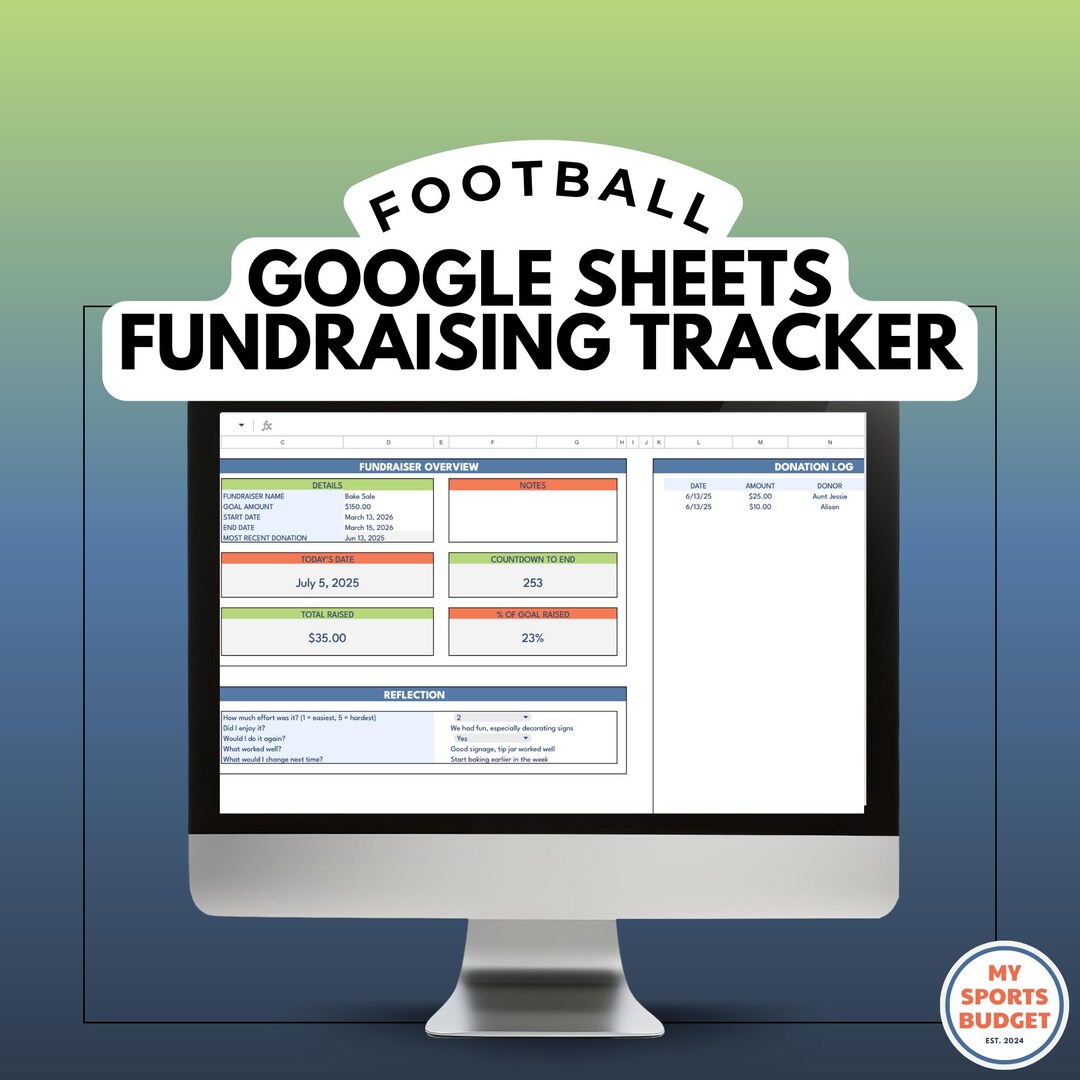 Football Fundraising Google Sheets Planner: Sports Team Fundraiser ...