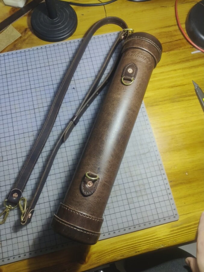 Personalized 38 Fishing Rod Tube, Leather Fishing Rod Case, Leather ...