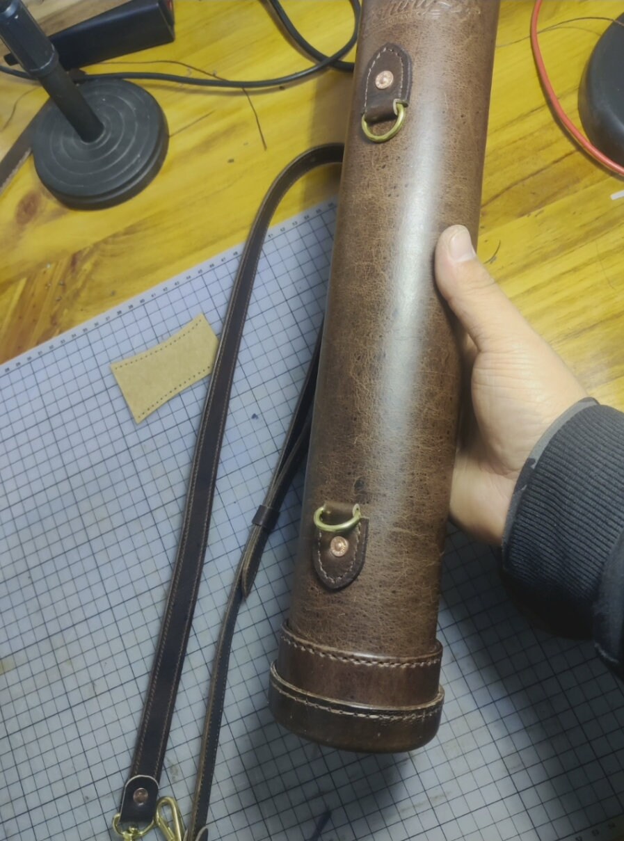 Personalized 38" Fishing Rod Tube, Leather Fishing Rod Case, Leather ...