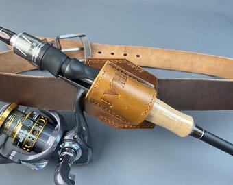 Leather Fishing Rod Holster for Belt Fly Fishing Pole Holder Lure ...