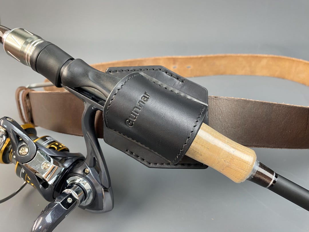 Leather Fishing Rod Holster for Belt | Fly Fishing Pole Holder | Lure ...