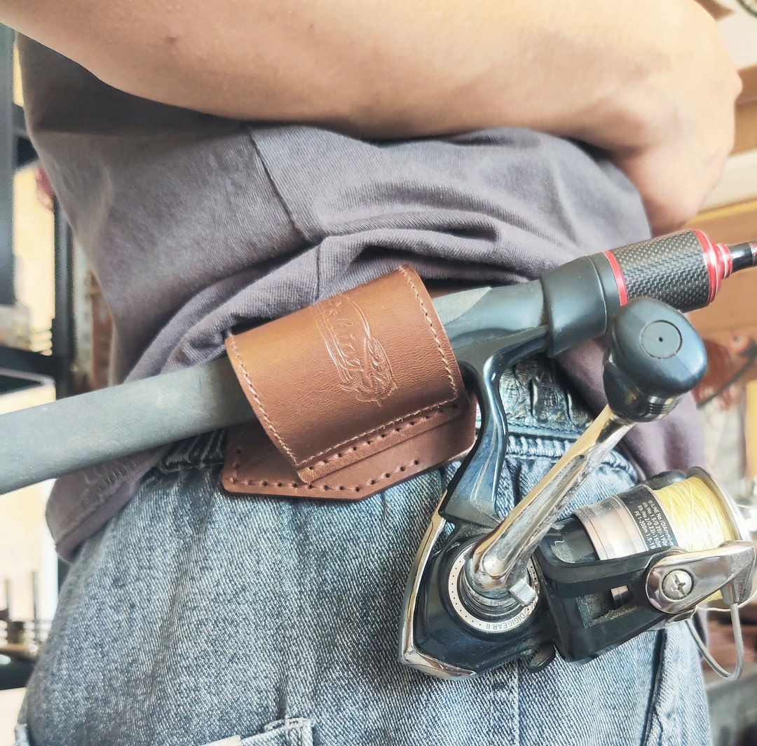 Leather Fishing Rod Holster for Belt Fly Fishing Pole Holder Lure ...