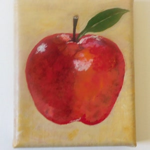 Red Apple Acrylic Painting - Etsy