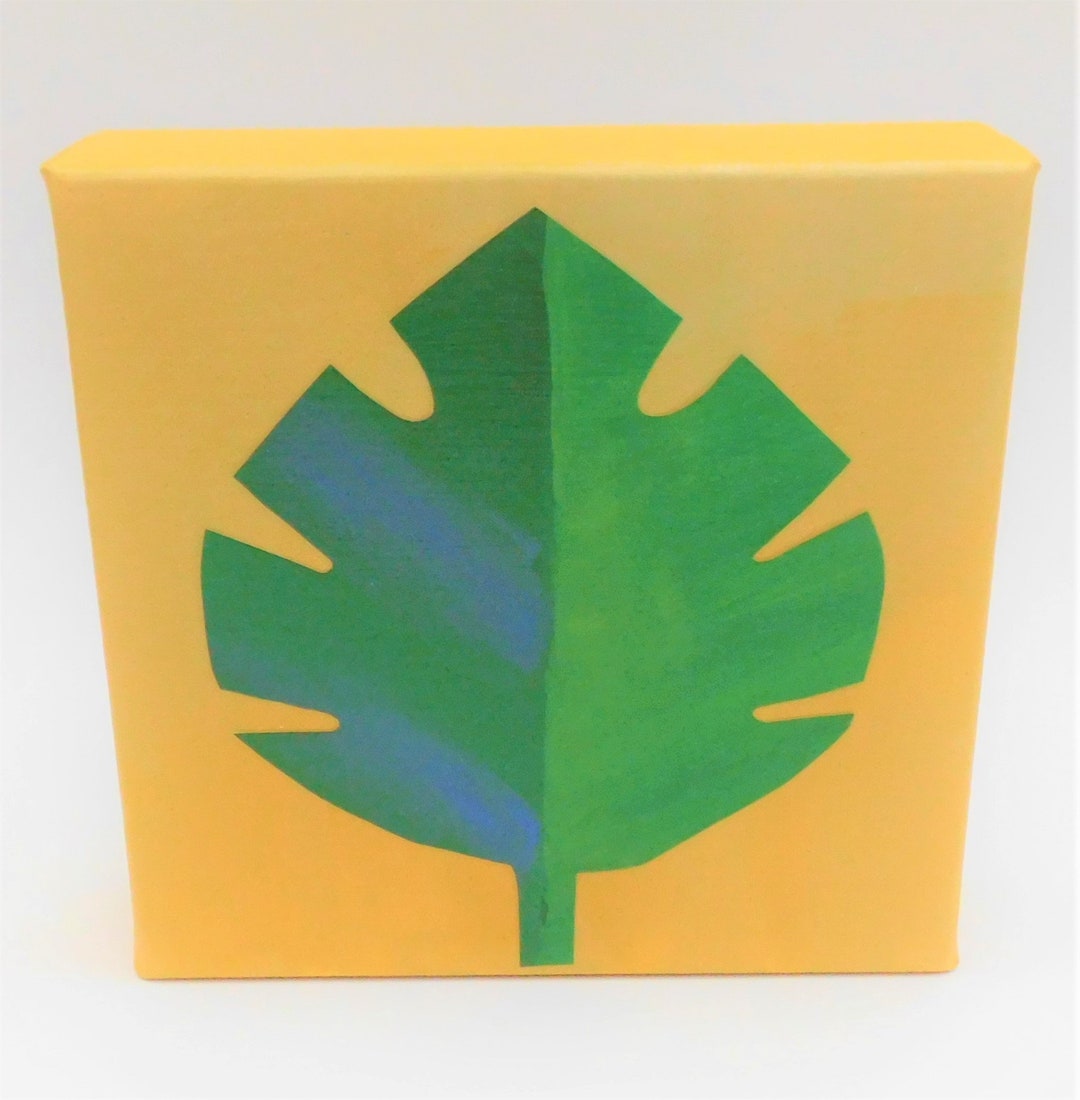 Monstera Leaf Original Collage Painting - Etsy