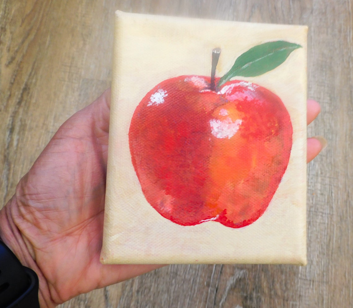 Red Apple Acrylic Painting - Etsy