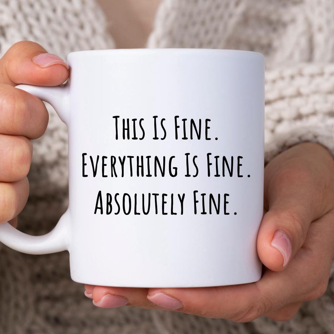 This is Fine Everything is Fine Absolutely Fine, Fun Meme Mug, Mug With Sarcastic Saying, Gift ...