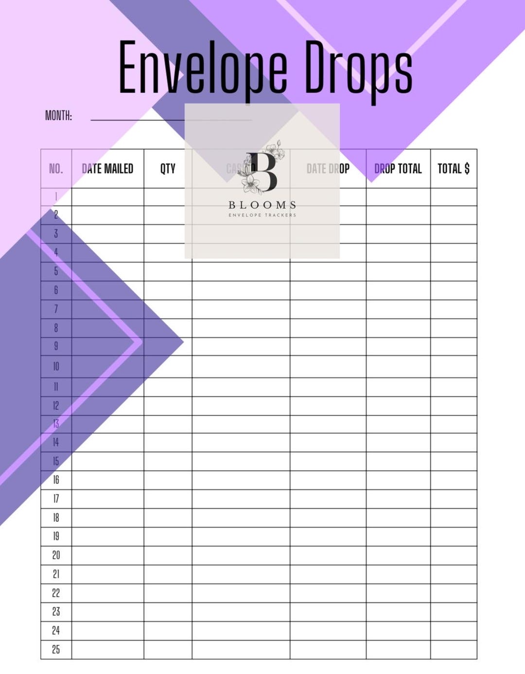Envelope Writing Tracker for Viral Side-hustle. Purple Triangle Border ...