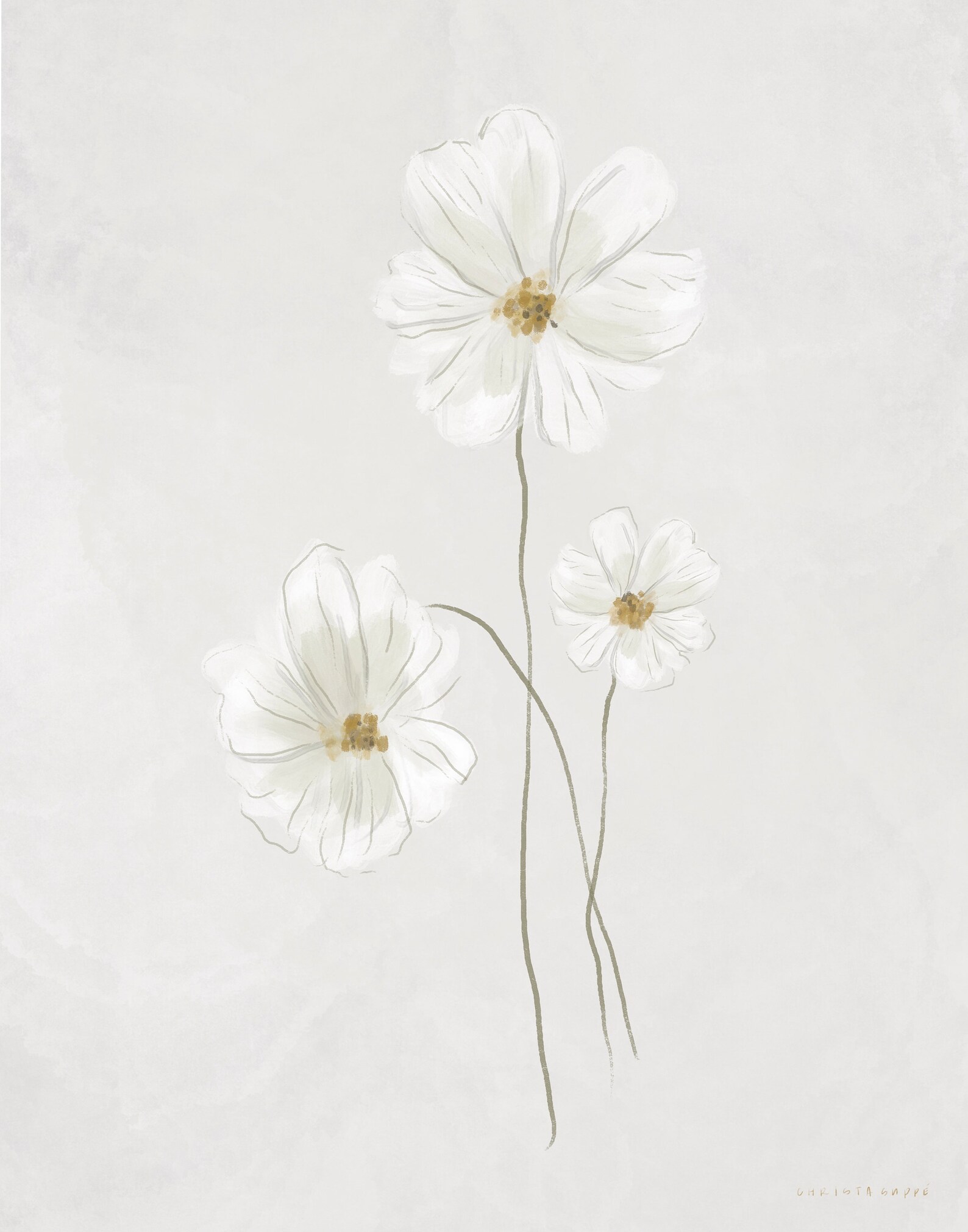 Minimal Flower Print, Christa Suppe Print, Neutral Botanical Art Print ...