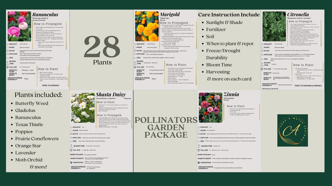 Pollinator-friendly Garden Plant ID & Care Cards - Etsy