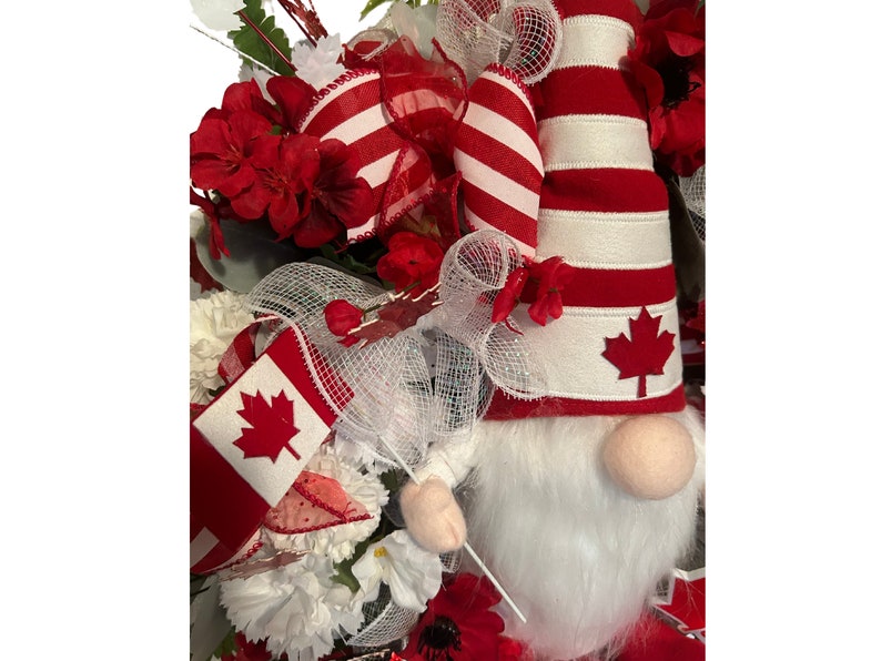 Patriotic Canada Day Gnome Wreath - Red and White Maple Leaf Decor ...