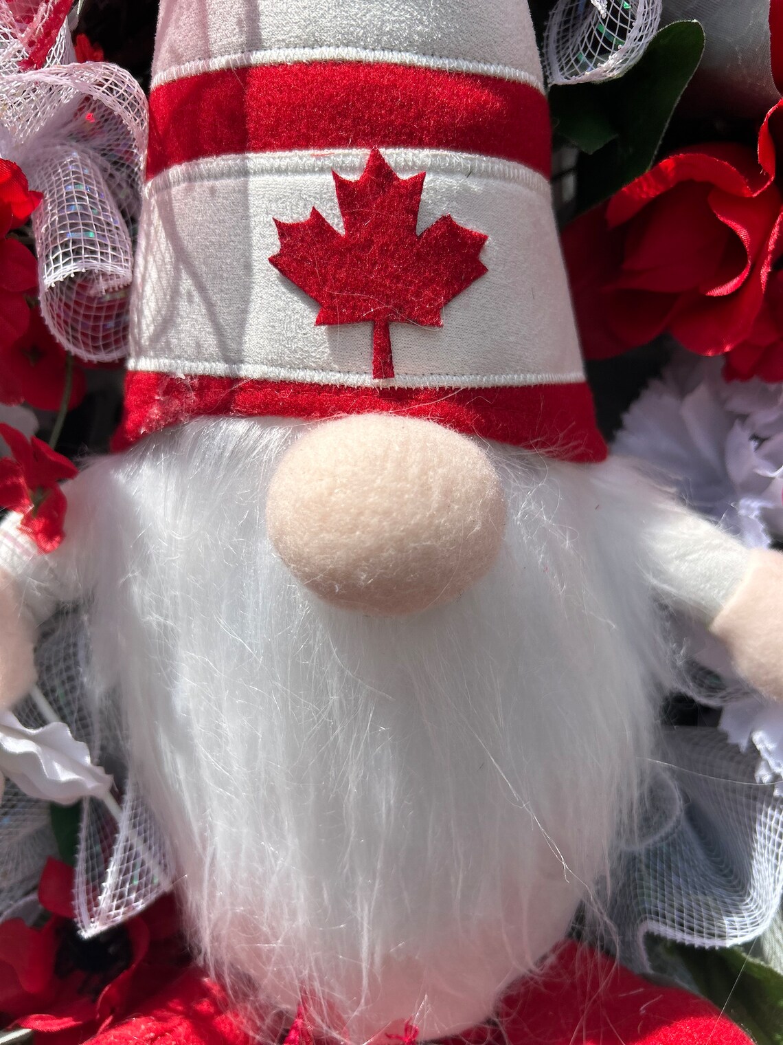 Patriotic Canada Day Gnome Wreath - Red and White Maple Leaf Decor ...