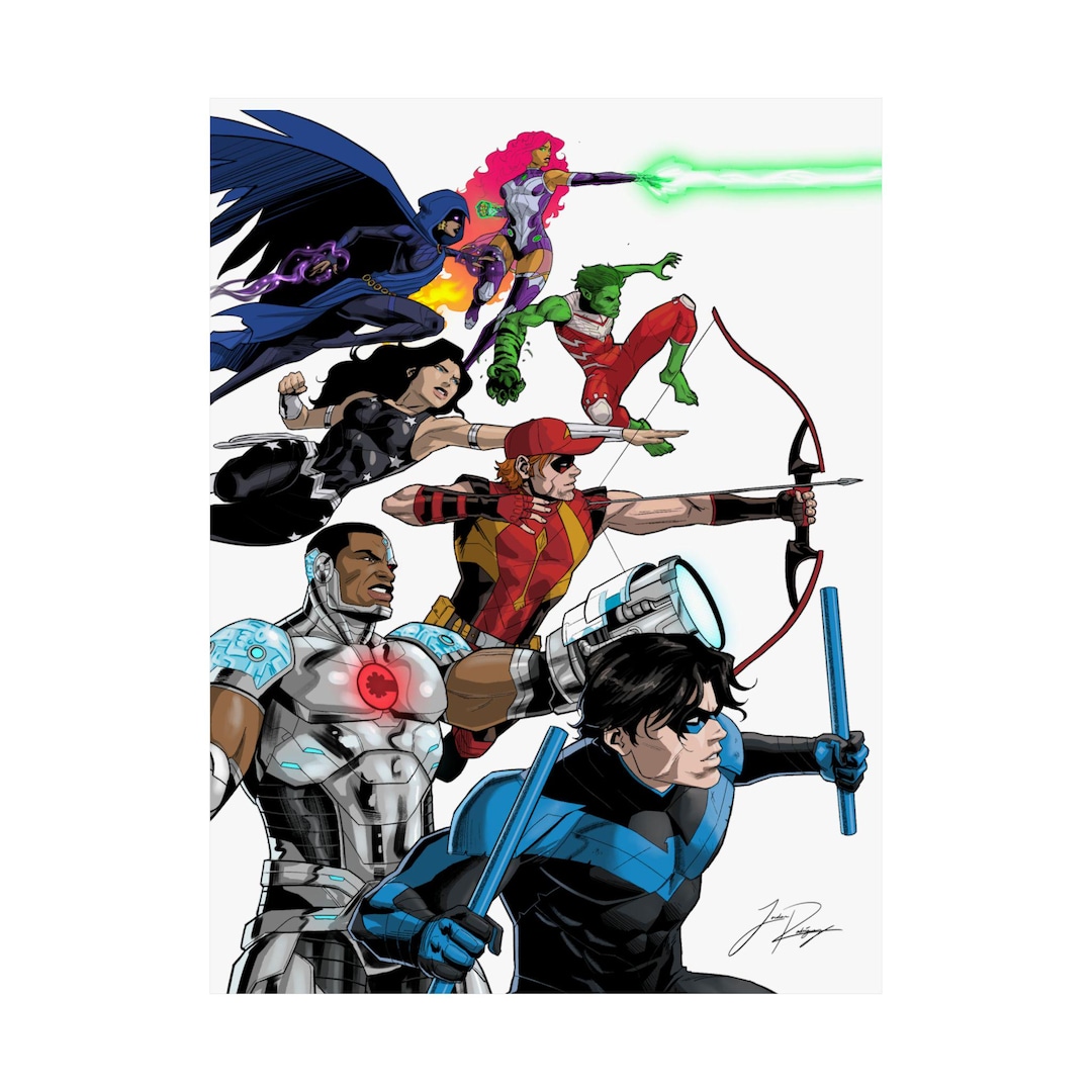 Titans Comic Art Print – Superhero Wall Decor, Titans Poster, Modern ...