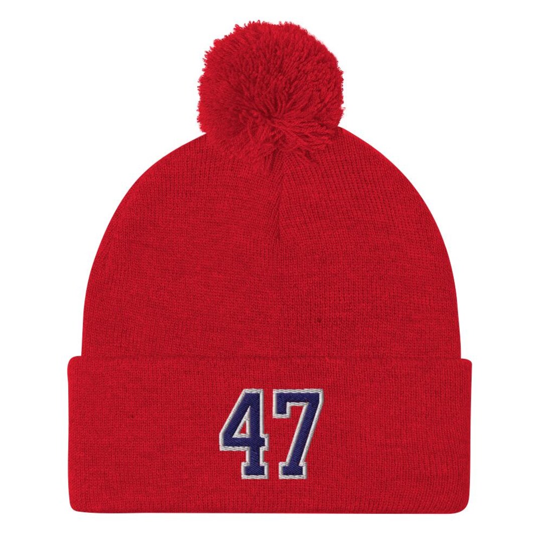 Donald Trump 47 Knit Pom Pom Beanie Red - Etsy