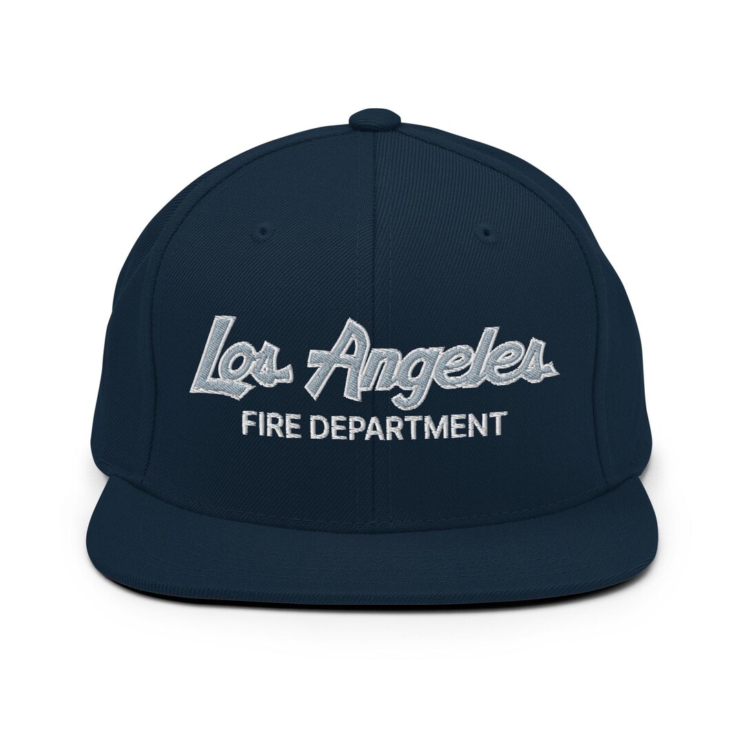 LAFD Los Angeles Fire Department Vintage Sports Script Embroidered Flat ...