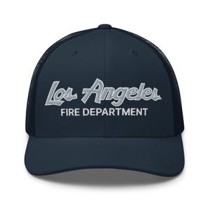 LAFD Los Angeles Fire Department Vintage Sports Script Embroidered Mesh ...