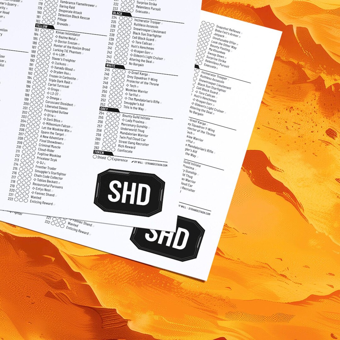 SHD Minimal SWU Printable Checklist Star Wars Unlimited Binder Card ...