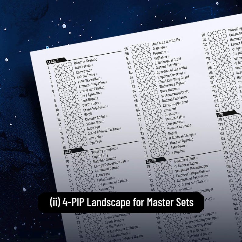 Star Wars Unlimited Checklist Printable Card List Minimal SWU Binder ...
