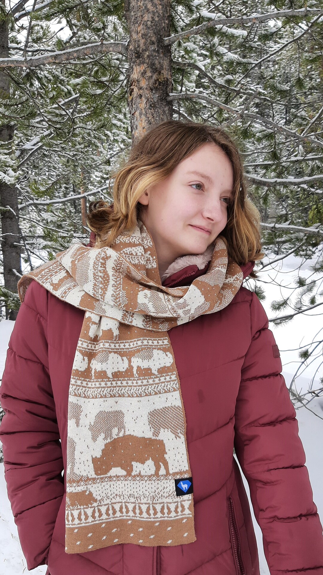 Alpaca Scarf Roaming Bison Knit - Made in Montana USA - Etsy
