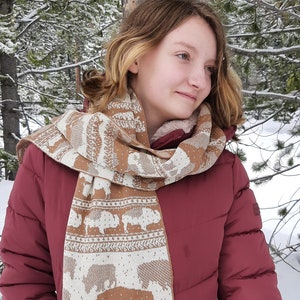 Alpaca Scarf Roaming Bison Knit - Made in Montana USA - Etsy