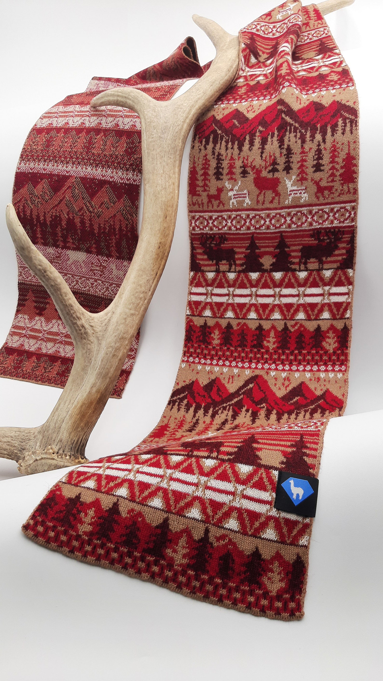 Alpaca Scarf Elk Faire Isle Knit - Made in Montana USA - Etsy
