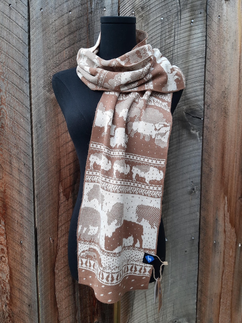 Alpaca Scarf Roaming Bison Knit - Made in Montana USA - Etsy