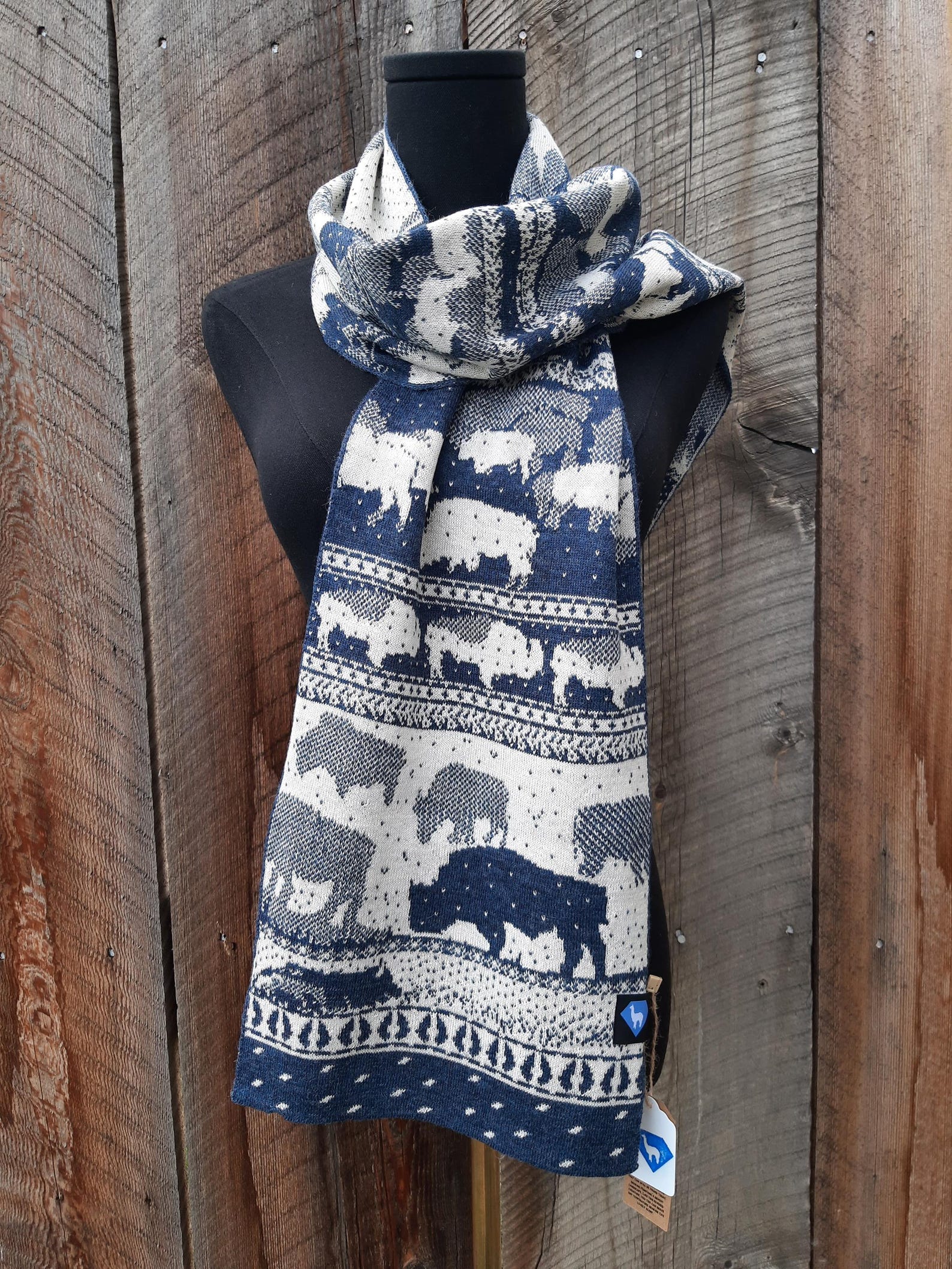 Alpaca Scarf Roaming Bison Knit - Made in Montana USA - Etsy