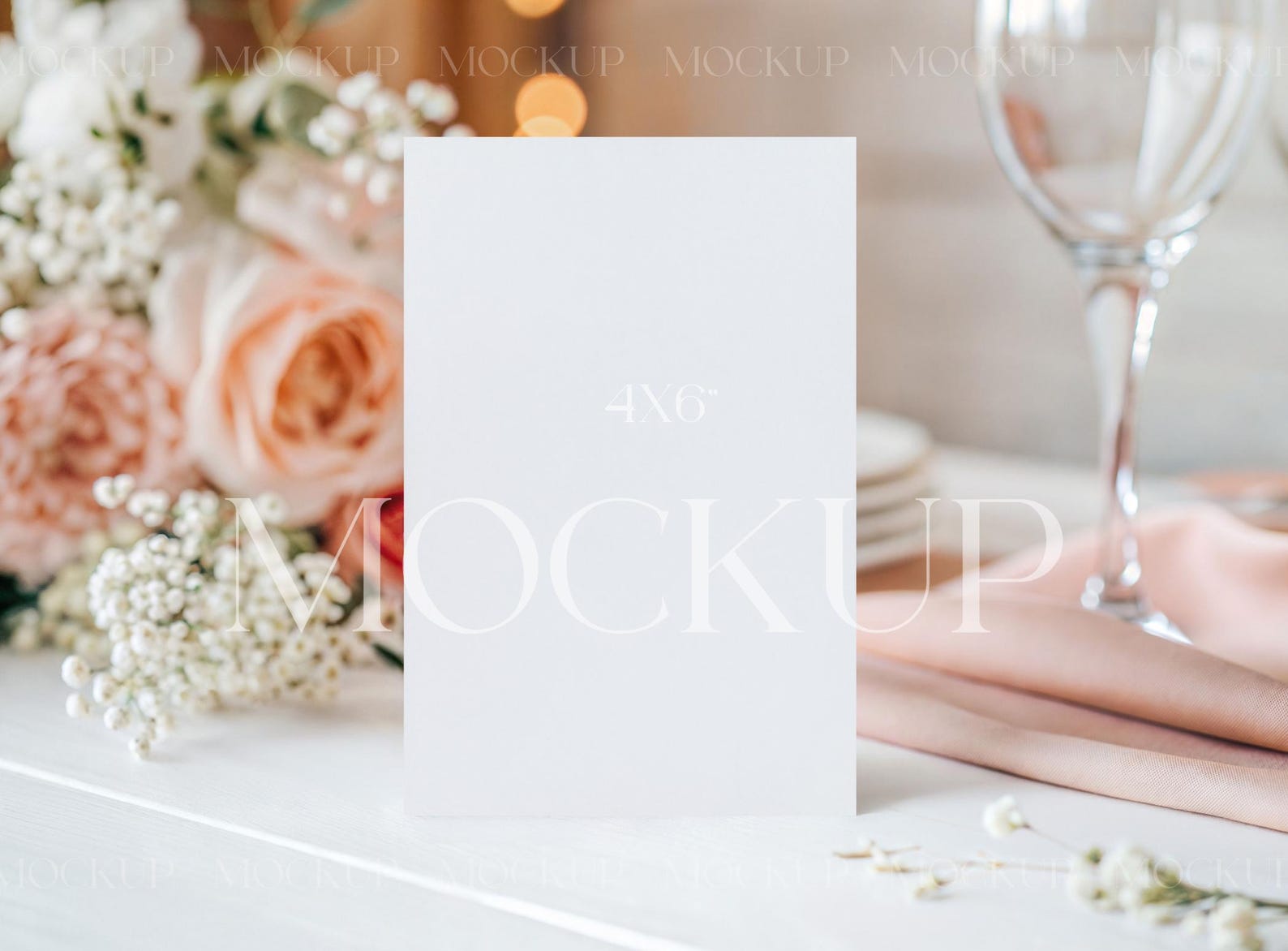 4x6 Invite Card Mockup, 4x6 Menu Mockup, Table Card Mockup, Wedding ...