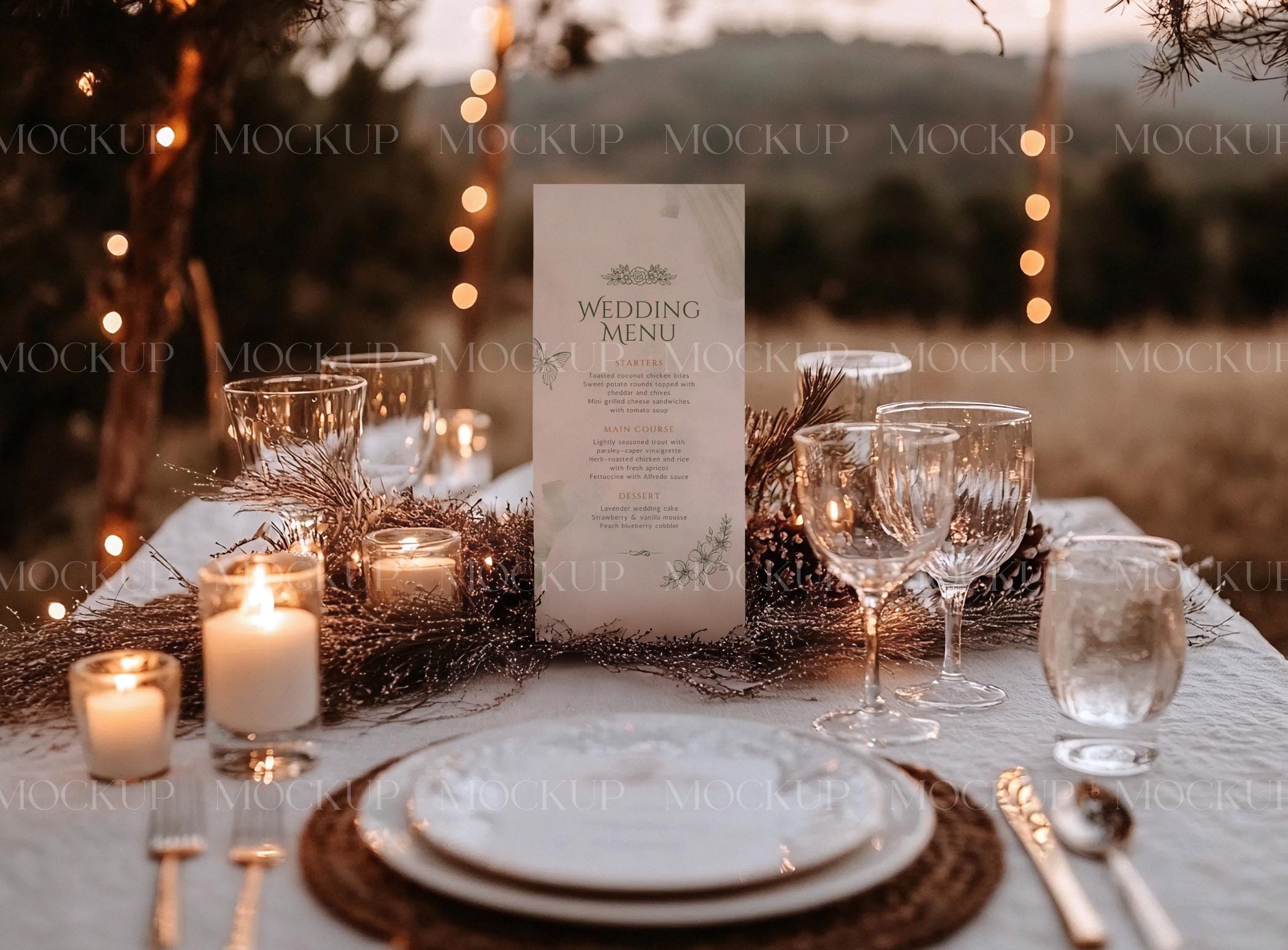 Wedding Program Mockup, 4x9 Menu Mockup, Diner Menu Mock up 4x9 Card ...