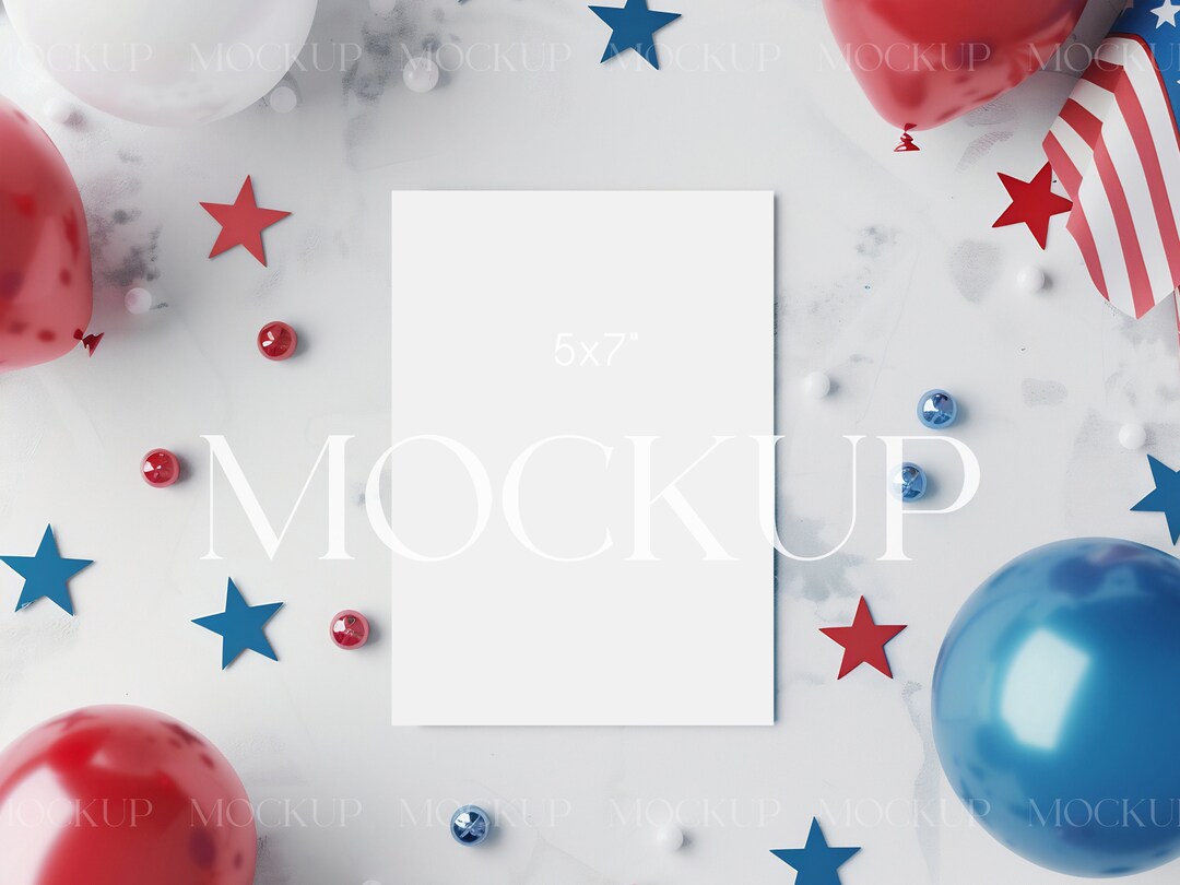 Red White and Blue Mockup, 4 of July Card Mockup, Fourth of July Mockup ...