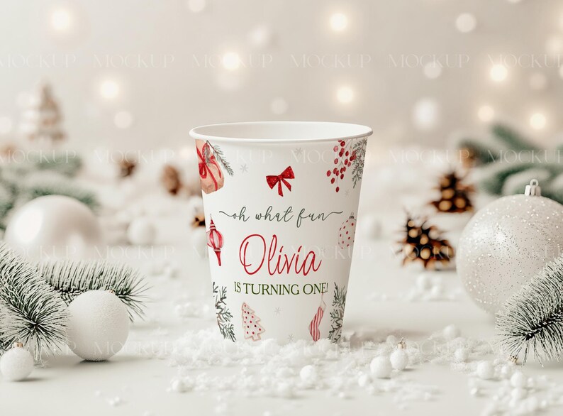 Winter Paper Cup Mockup, Paper Coffee Cup Mock Template, Christmas ...